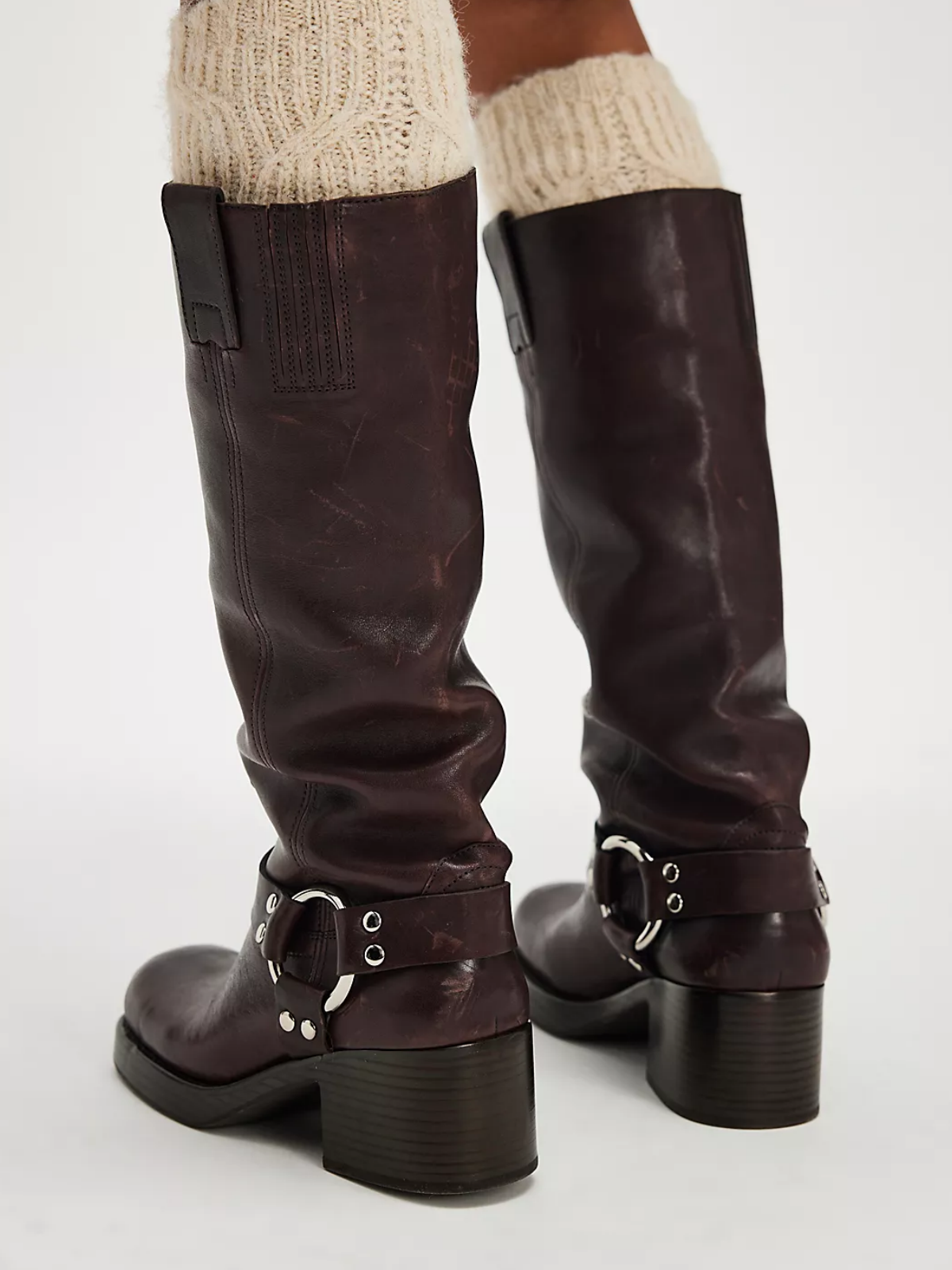 Chocolate Square-Toe Wide Mid Calf Cowgirl Boots With Starp – Fuchsia Boots