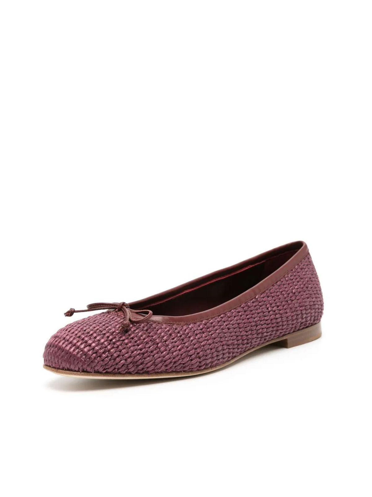 Aubergine Woven Bow Round-Toe Ballerina Flats – Fuchsia Boots