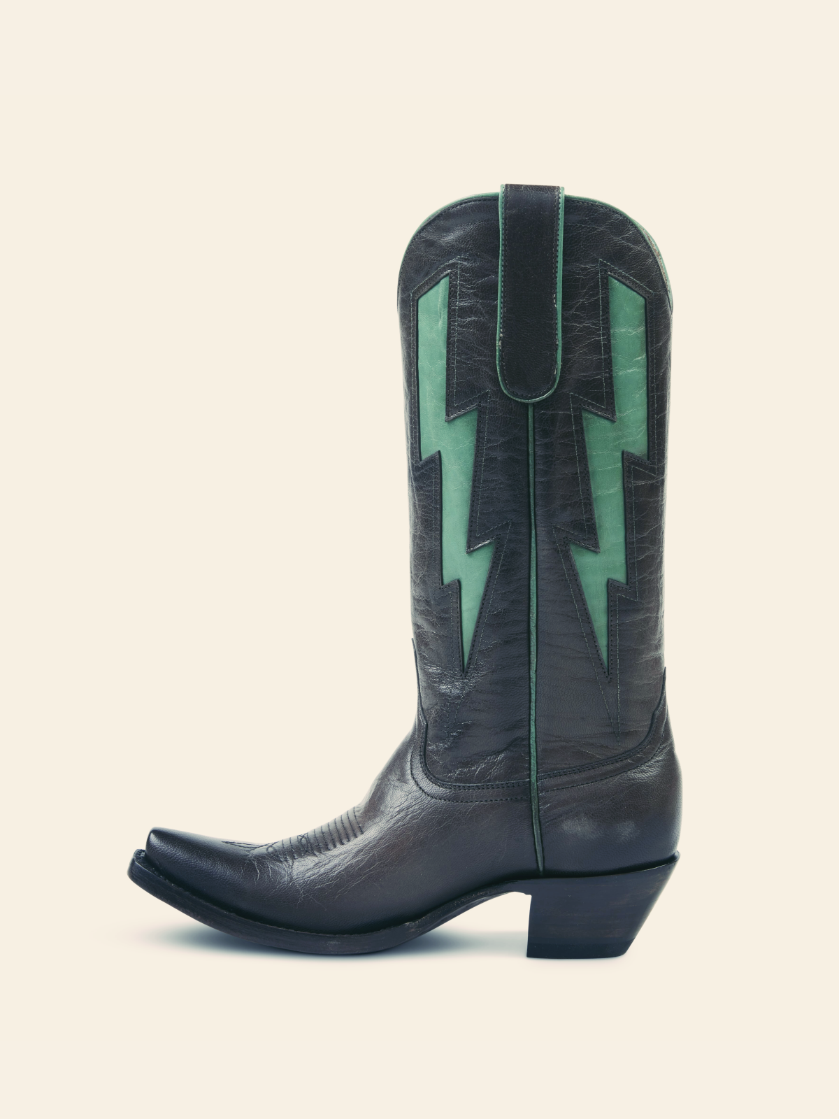 Nicotine Stitch Snip-Toe Green Lightning Inlay Mid Calf Cowgirl Boots ...