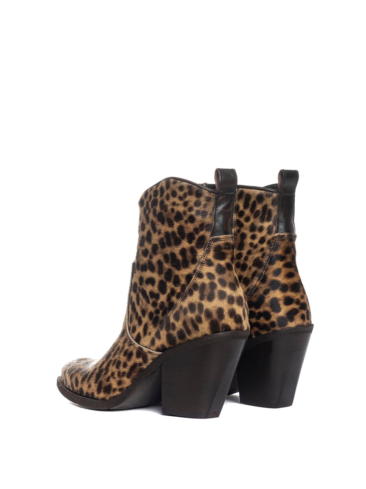 Classic Leopard Pony Hair Snip-Toe Full-Zip Ankle Cowgirl Boots ...