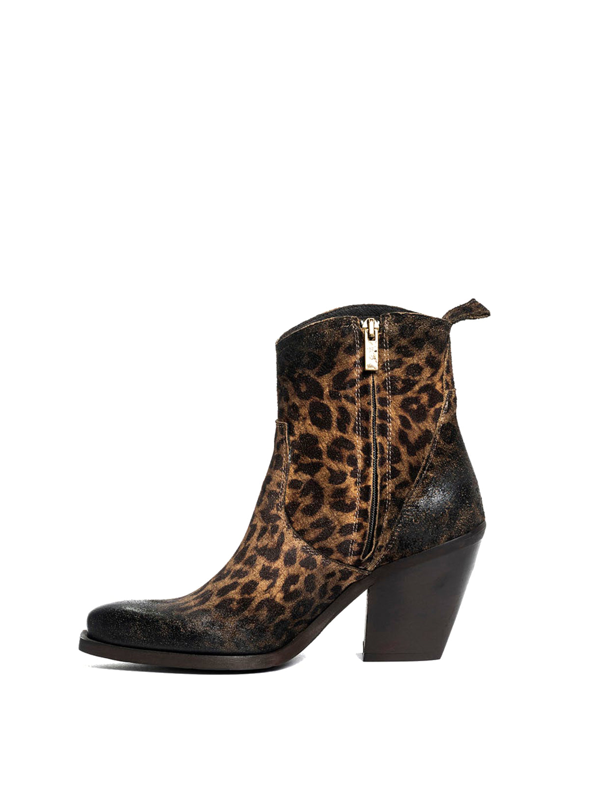 Leopard Faux Suede Snip-Toe Full-Zip Ankle Cowgirl Boots – Fuchsia Boots