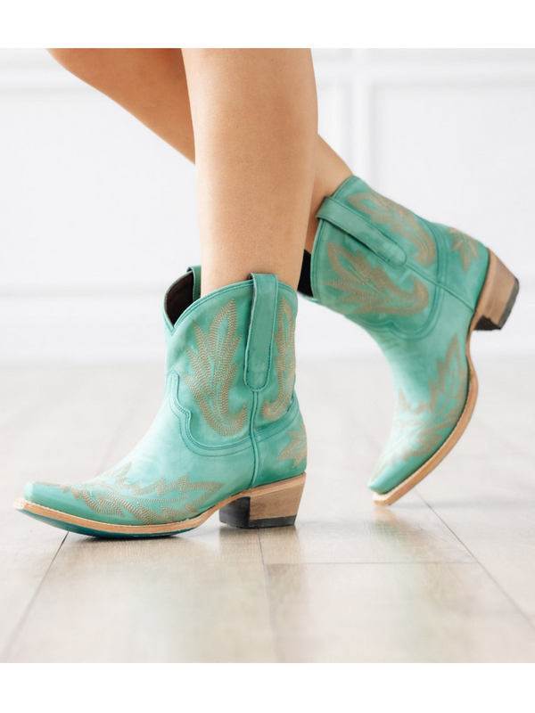 Turquoise Embroidery Snip-Toe Ankle Cowboy Boots For Women – Fuchsia Boots