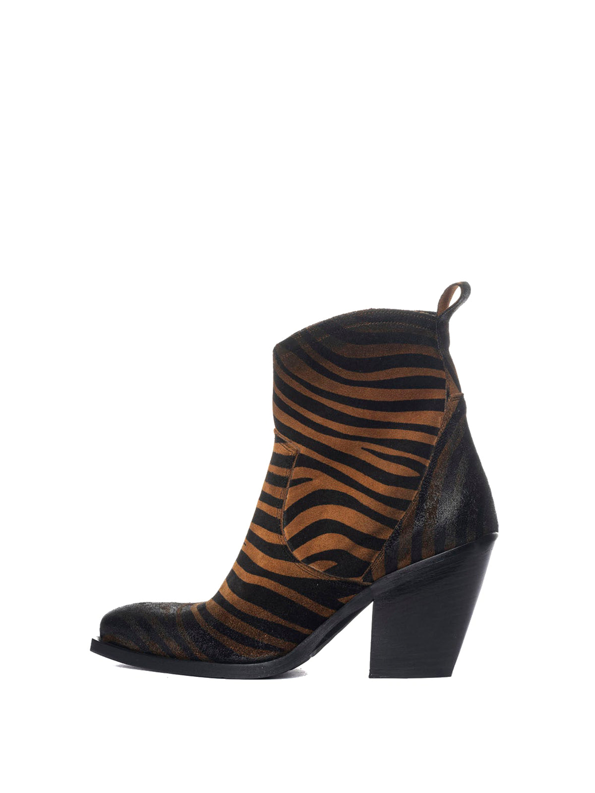 Zebra Faux Suede Snip-Toe Full-Zip Ankle Cowgirl Boots – Fuchsia Boots