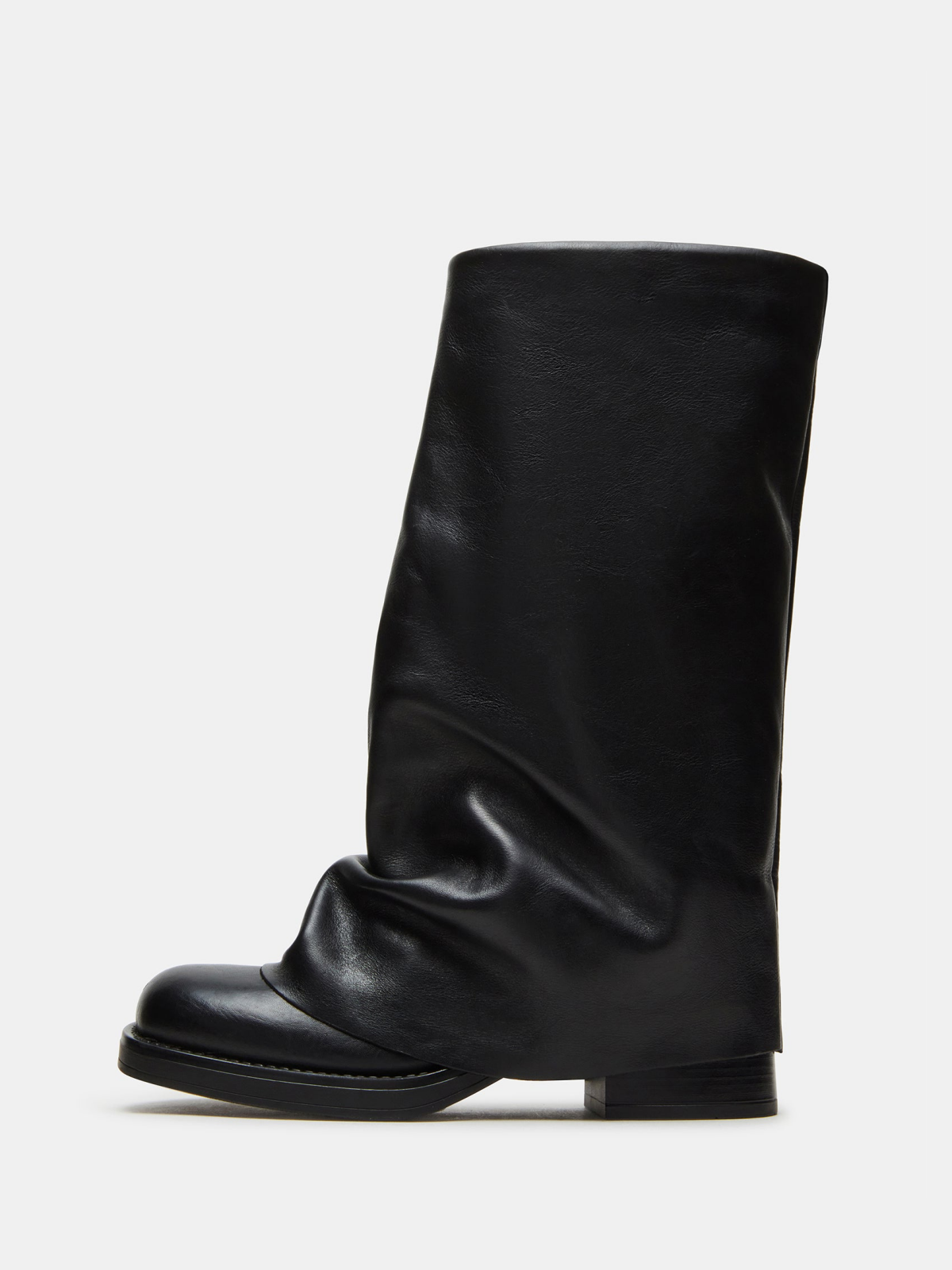 Black Round Square-Toe Fold-Over Mid Calf Cowgirl Boots – Fuchsia Boots