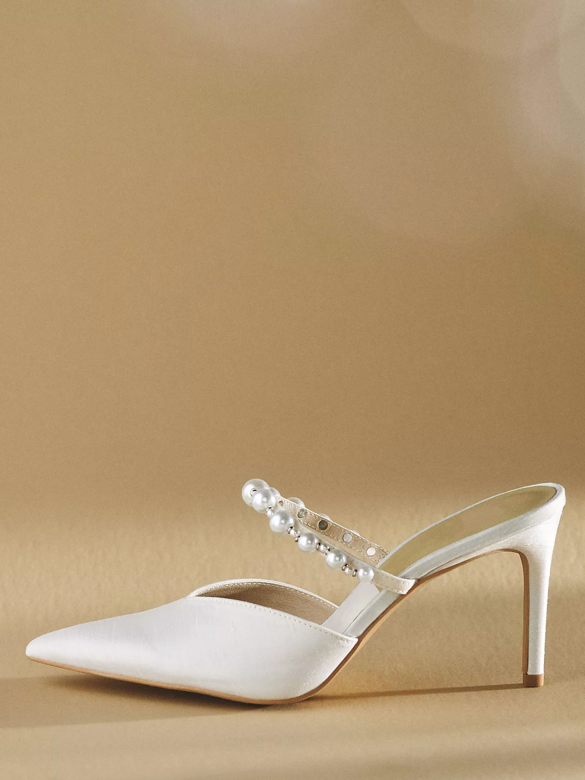 Ivory Satin Pointed-Toe Pearl Bridge Strap Pump High Heels – Fuchsia Boots