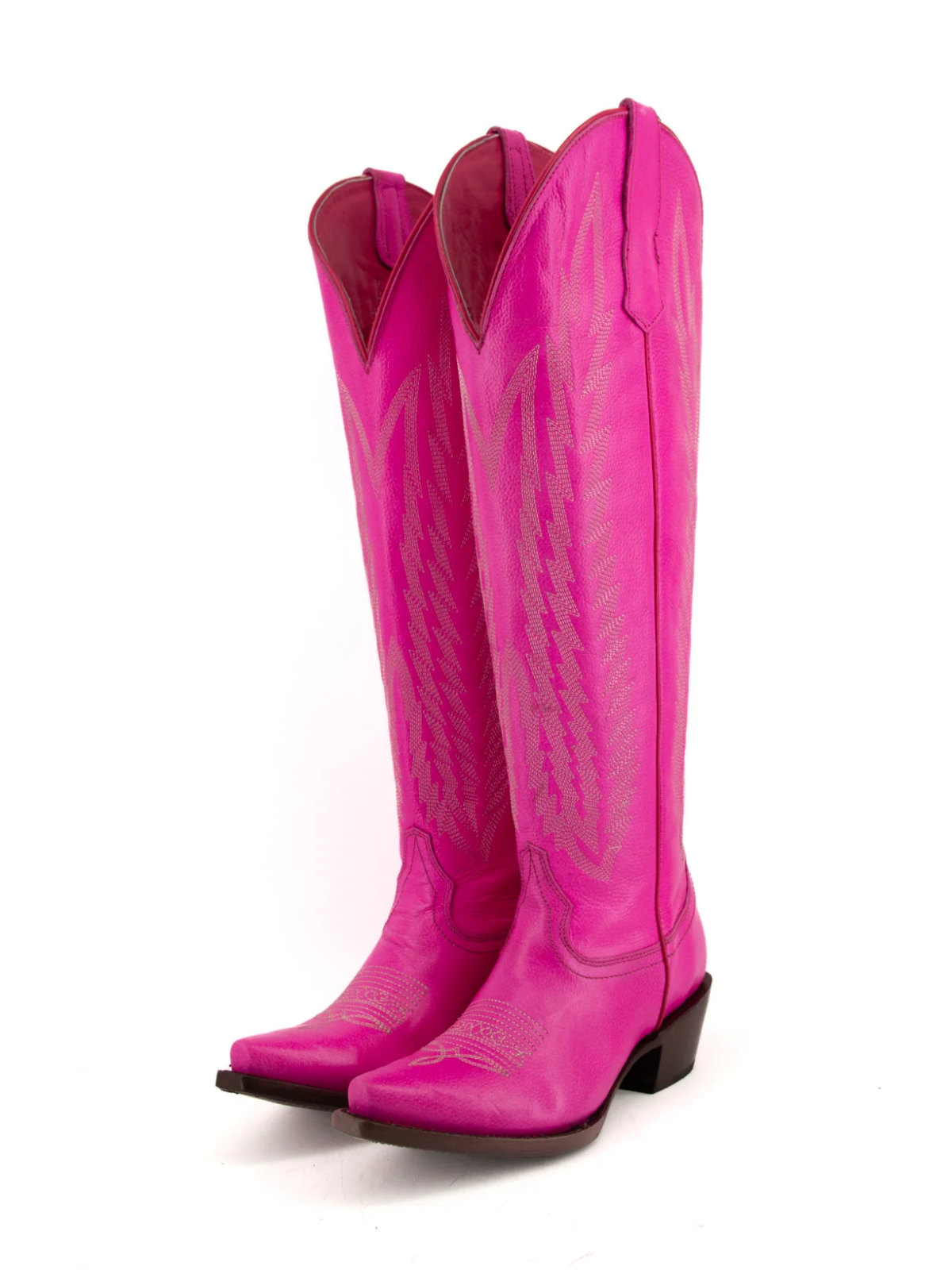Fuchsia Embroidery Snip-Toe Half-Zip Western Knee High Tall Boots ...