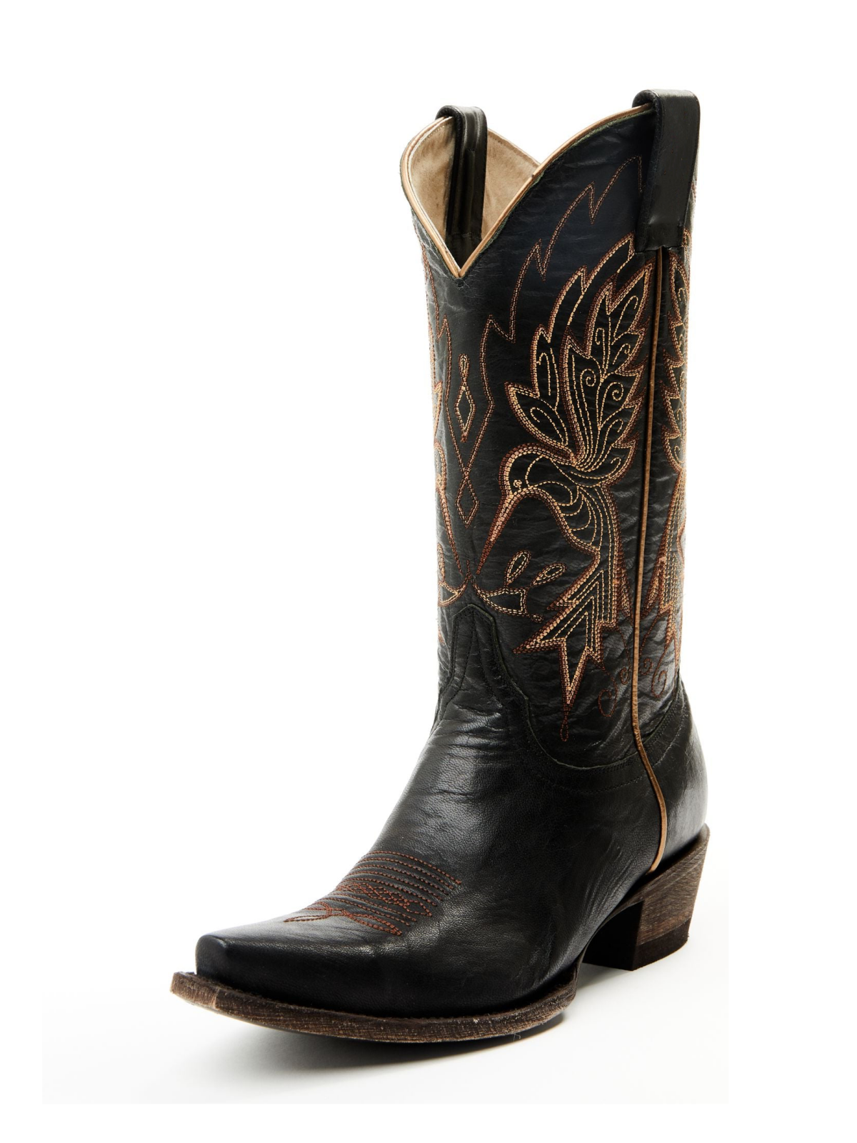 Black Snip-Toe Bird Embroidery Mid Calf Cowgirl Boots – Fuchsia Boots