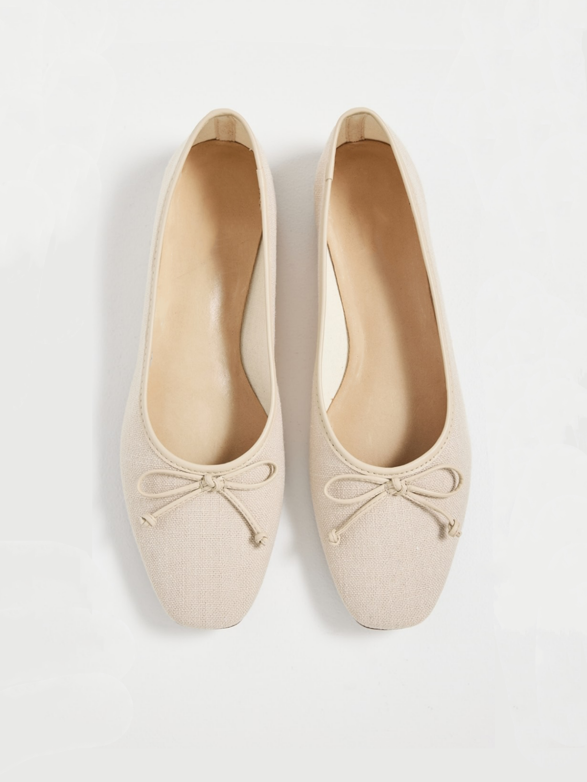 Oyster White Canvas Bow Square-Toe Ballet Flats – Fuchsia Boots